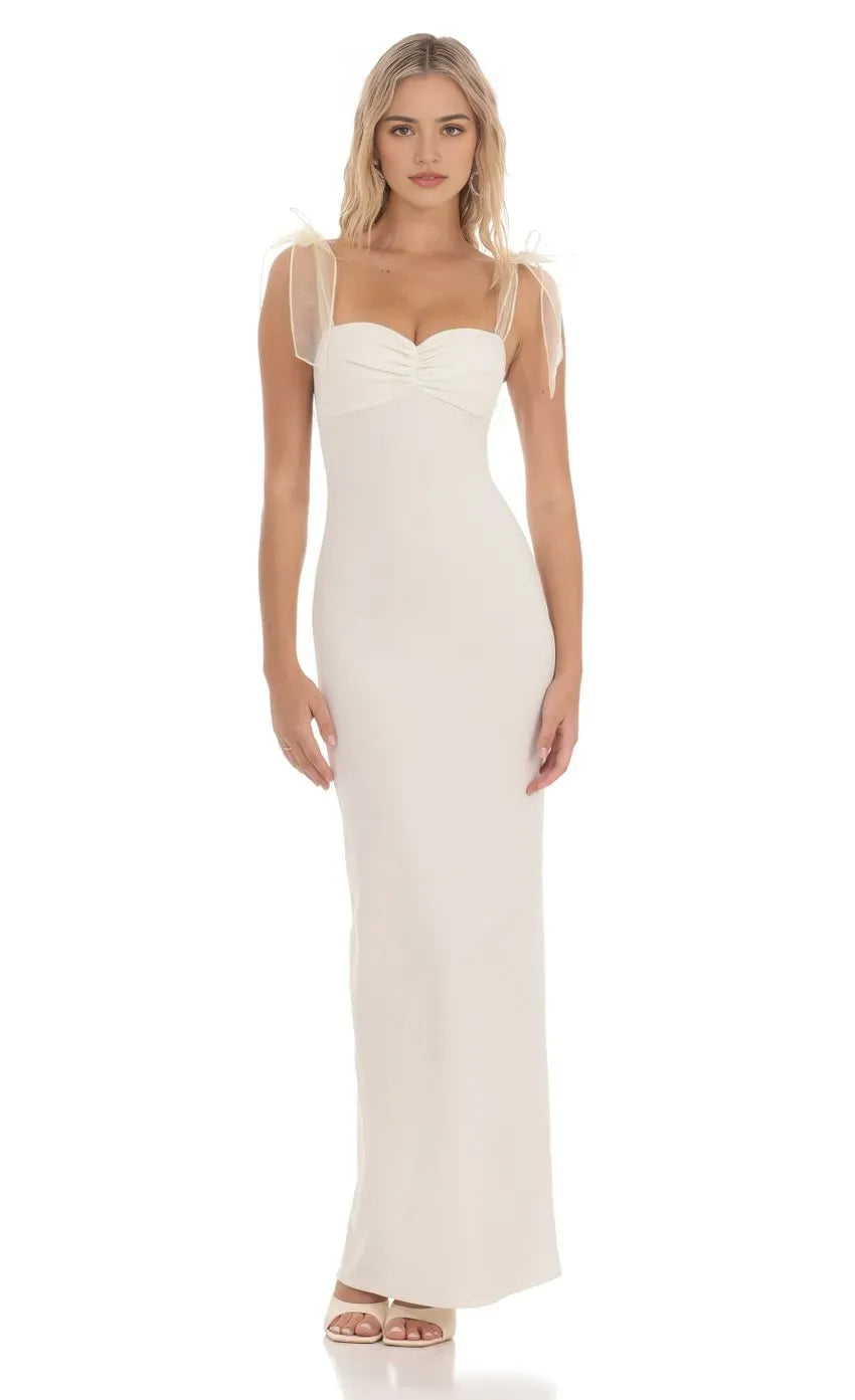 Elegant Ivory Prom Dresses with Sheer Straps Structured Bust Timeless ...